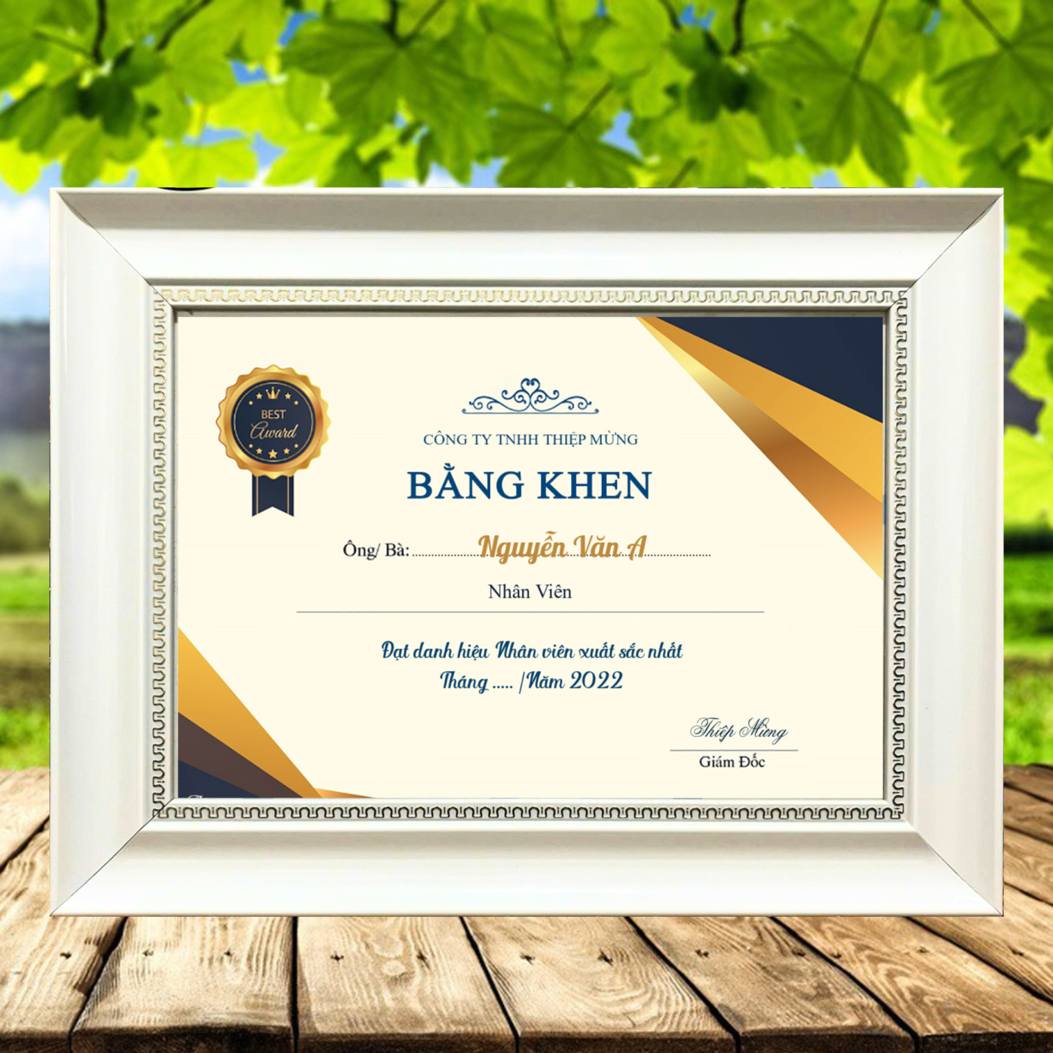 Mẫu khung bằng khen vàng được sử dụng nhiều nhất 25k Free Ship